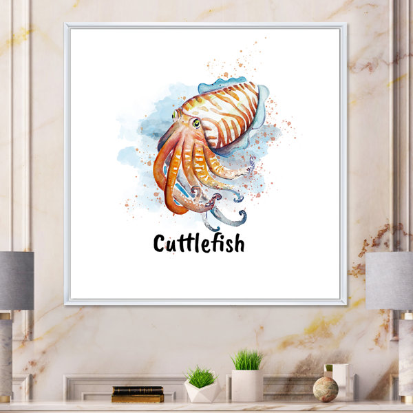 Highland Dunes Aquarelle Cuttlefish Art III - Nautical & Coastal Canvas Wall Decor | Wayfair